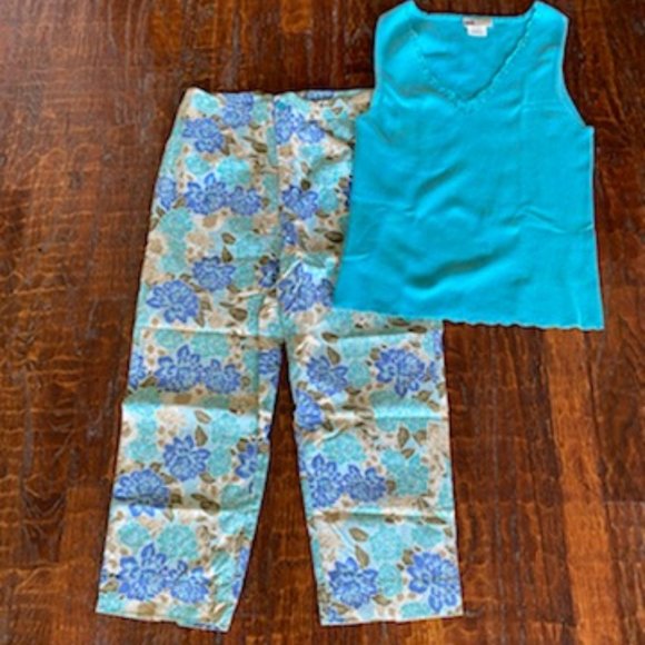 White Stag | Pants & Jumpsuits | White Stag Stretch Blue Tan Floral ...